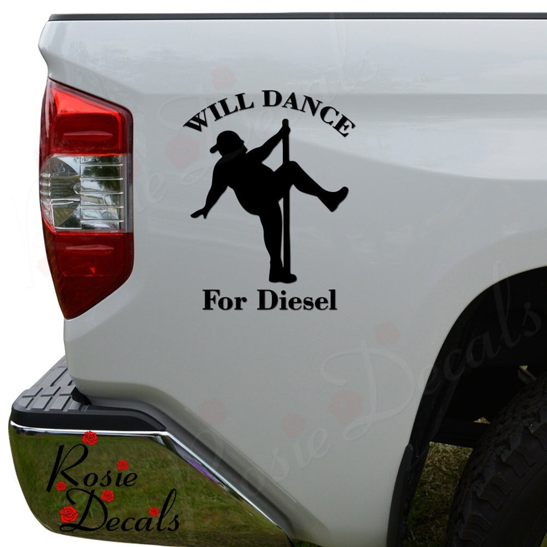 Funny Fat Man Trucker Guy Pole Dancing Diesel Engine Die Cut Vinyl ...