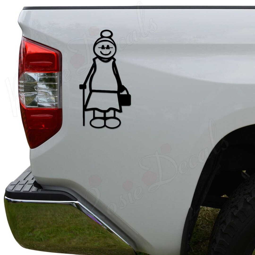 Grandma Nana Grandparent Family Car Stick Figure Vinyl Decal Sticker ...