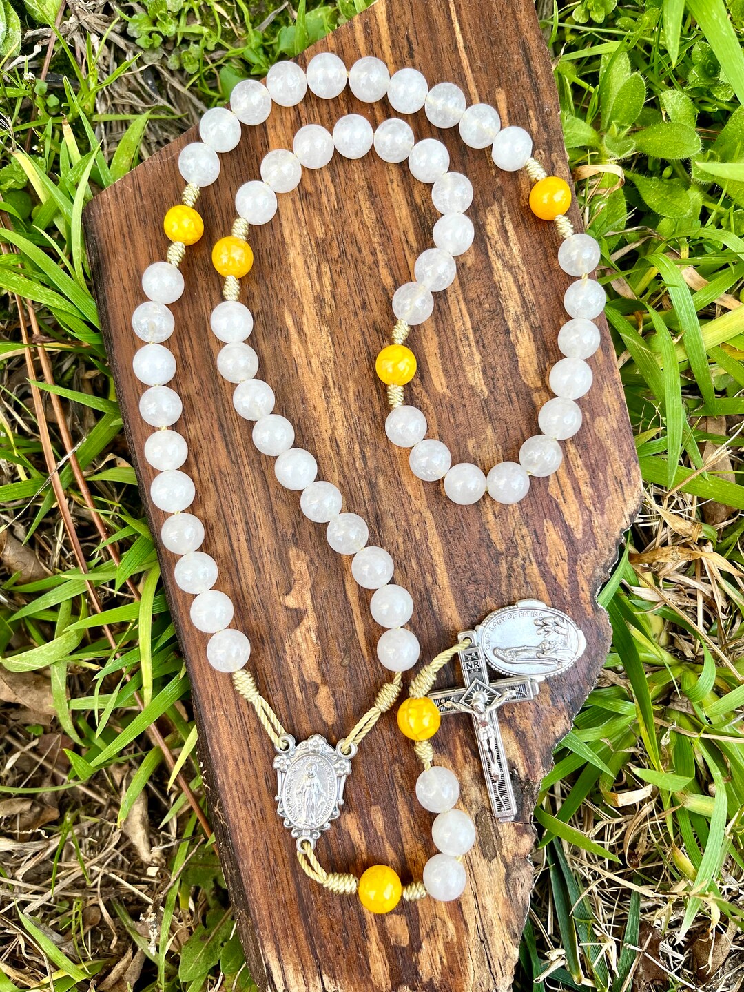 Our Lady of Fatima, Stone Catholic Corded Rosary, Fatima Crucifix ...