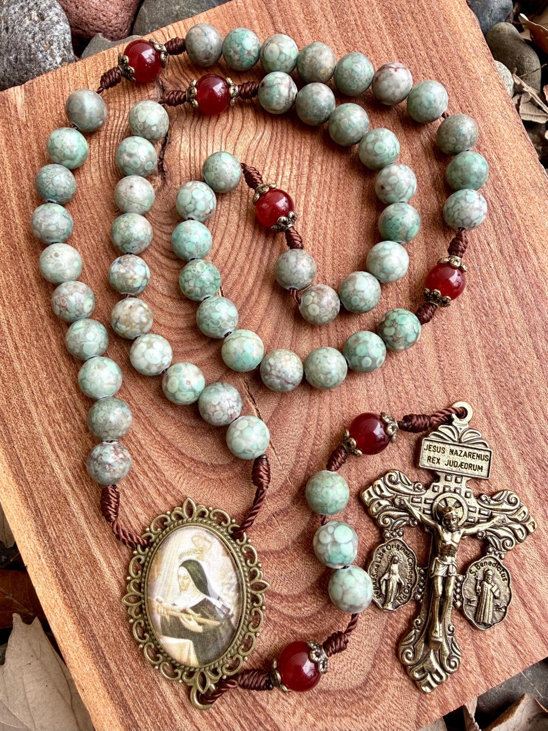Saint Rita, Catholic Stone Corded Rosary, Durable, Pardon Crucifix ...