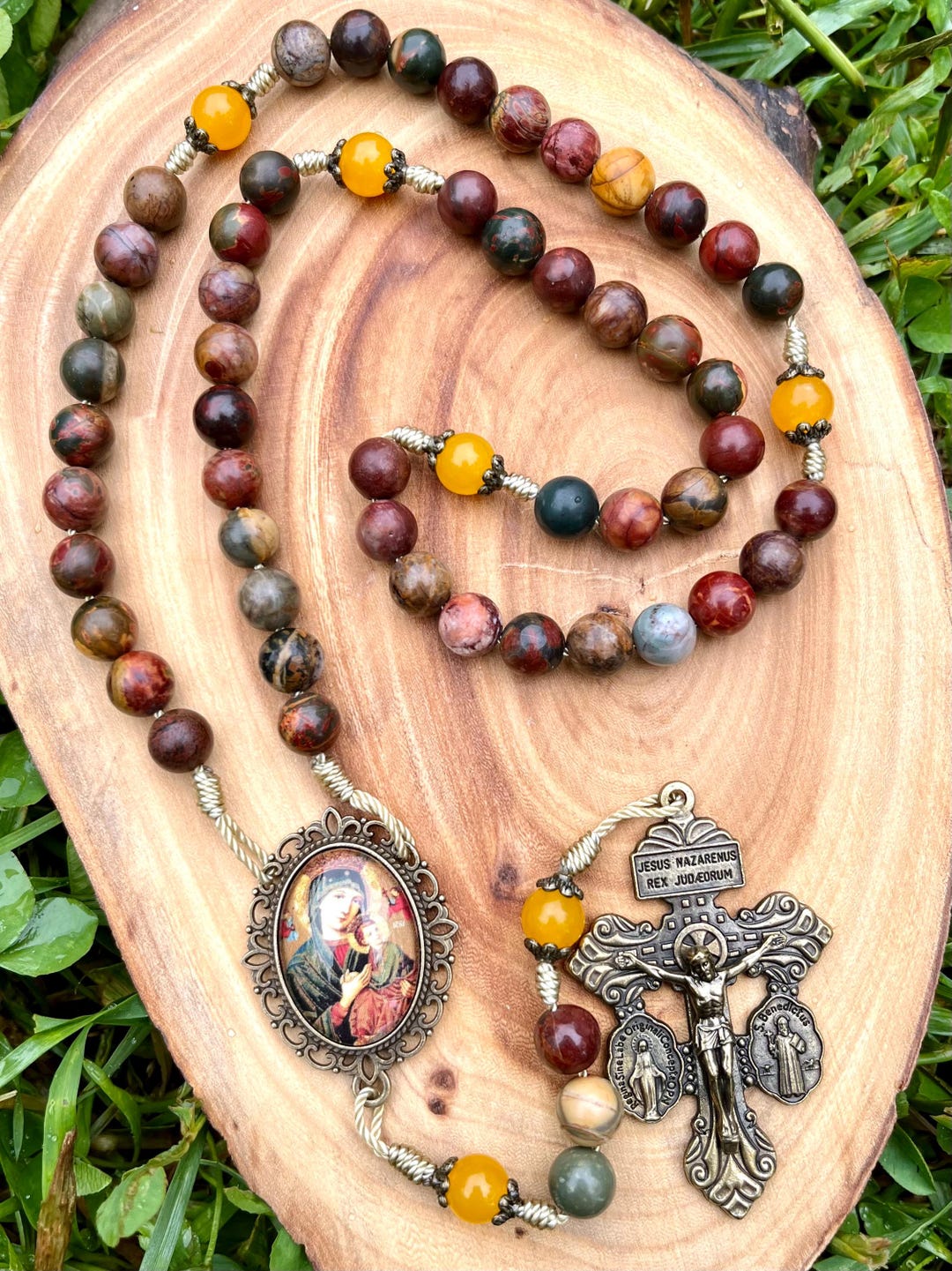 Our Lady of Perpetual Help, Catholic Stone Corded Rosary, Picasso ...