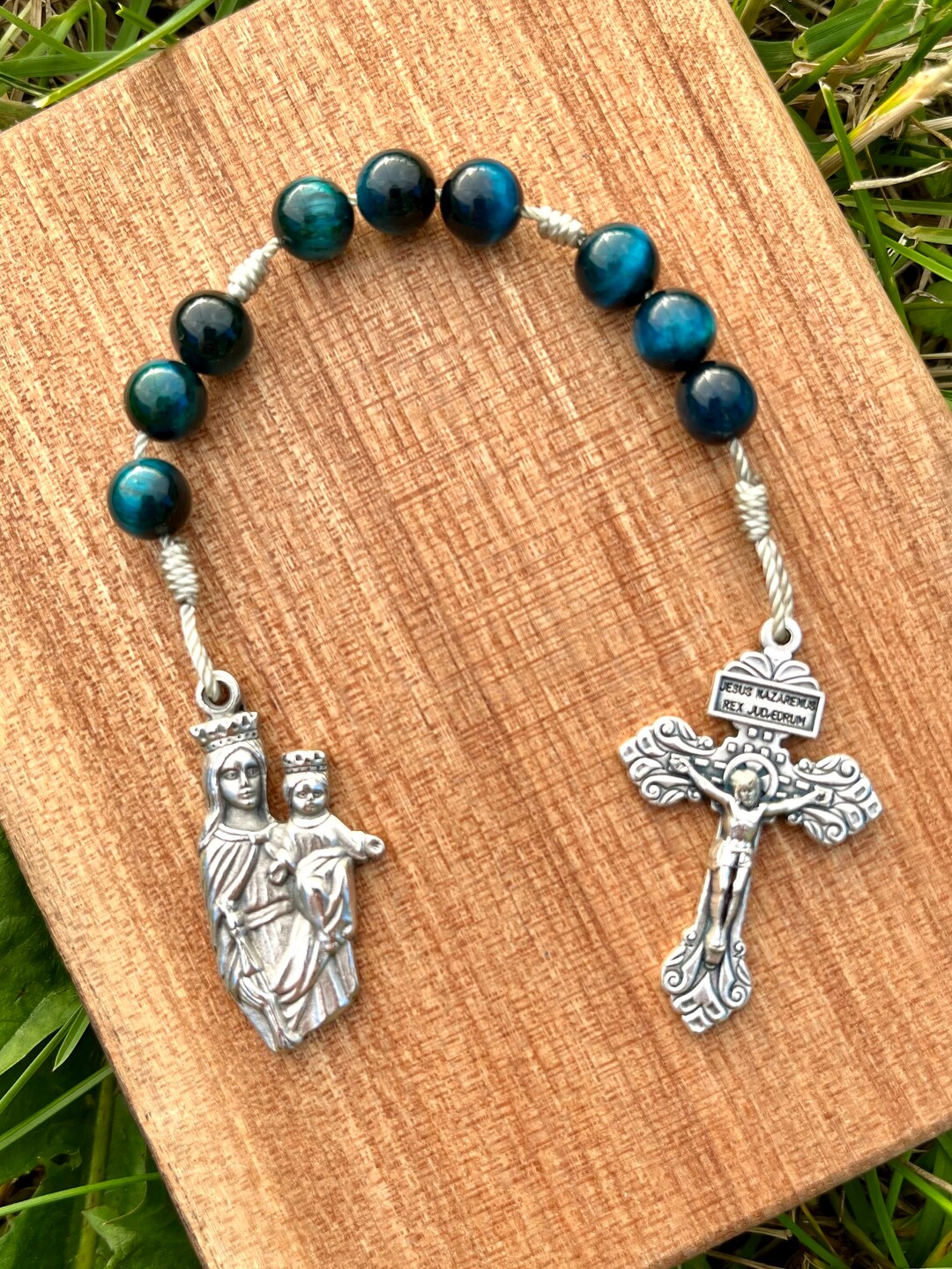 Our Lady of Mount Carmel Catholic Chaplet, Tiger Eye, Brown Scapular ...