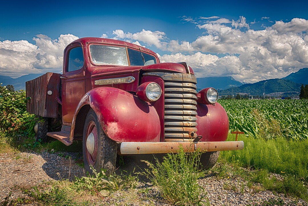 Retired Vintage Classic Red GMC Farm Truck Resting in A Field in the ...
