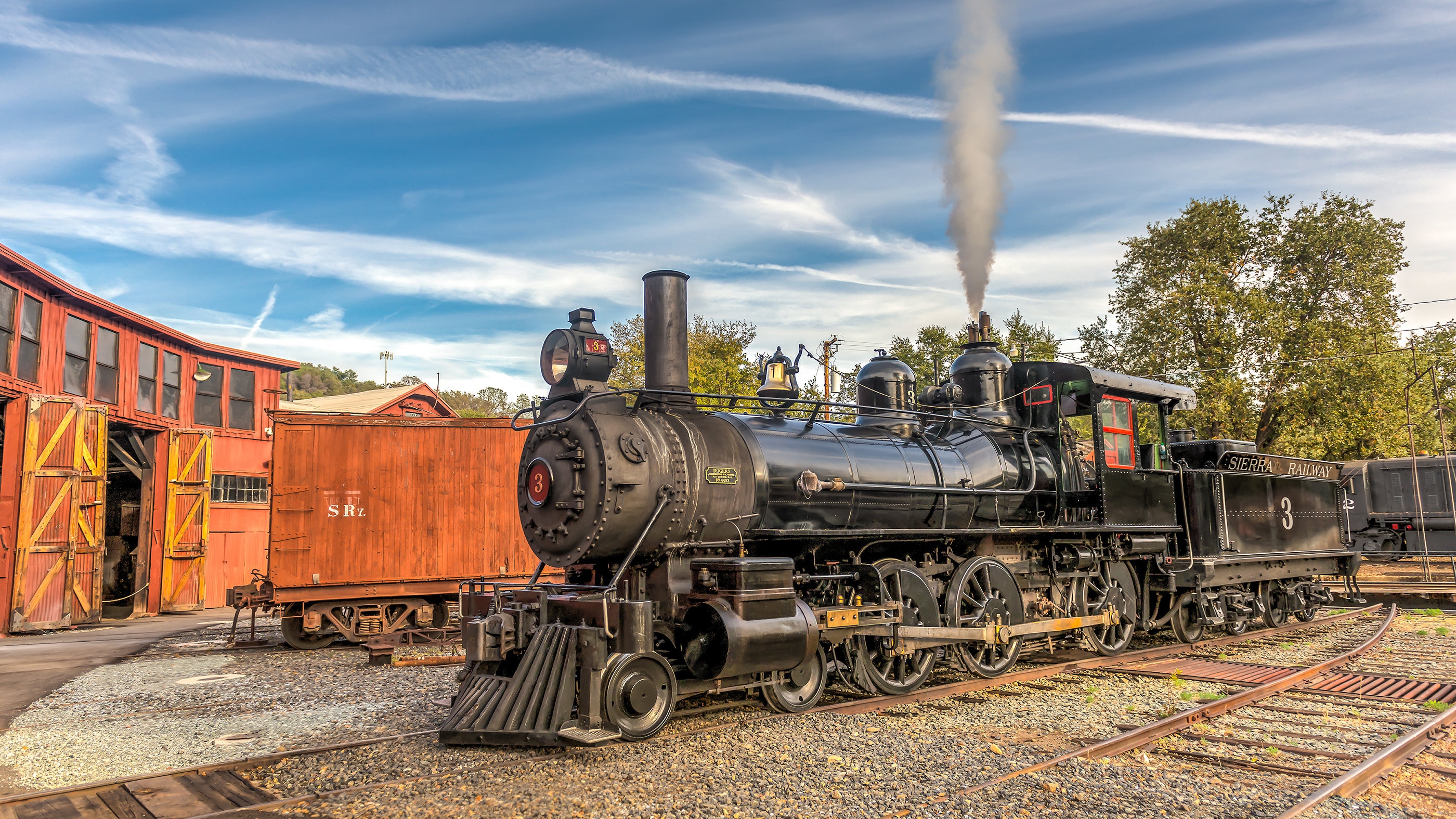 Classic Old Historic Train In The Rail Yard at Jamestown California ...