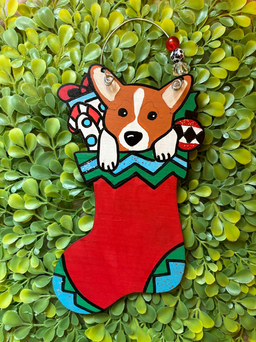 Corgi Stocking Christmas Ornament, Corgi Gift for Her, Corgi Art, Dog ...