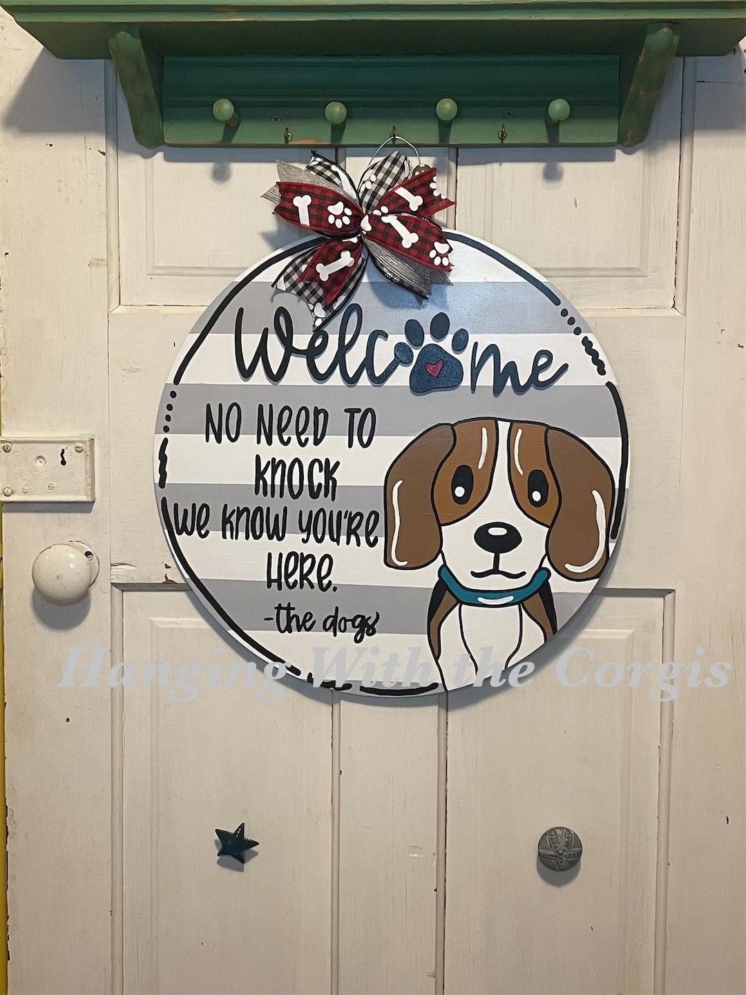 Dog Door Hanger, Dog Sign for Front Door, Dog Door Wreath, Dog Gift for ...