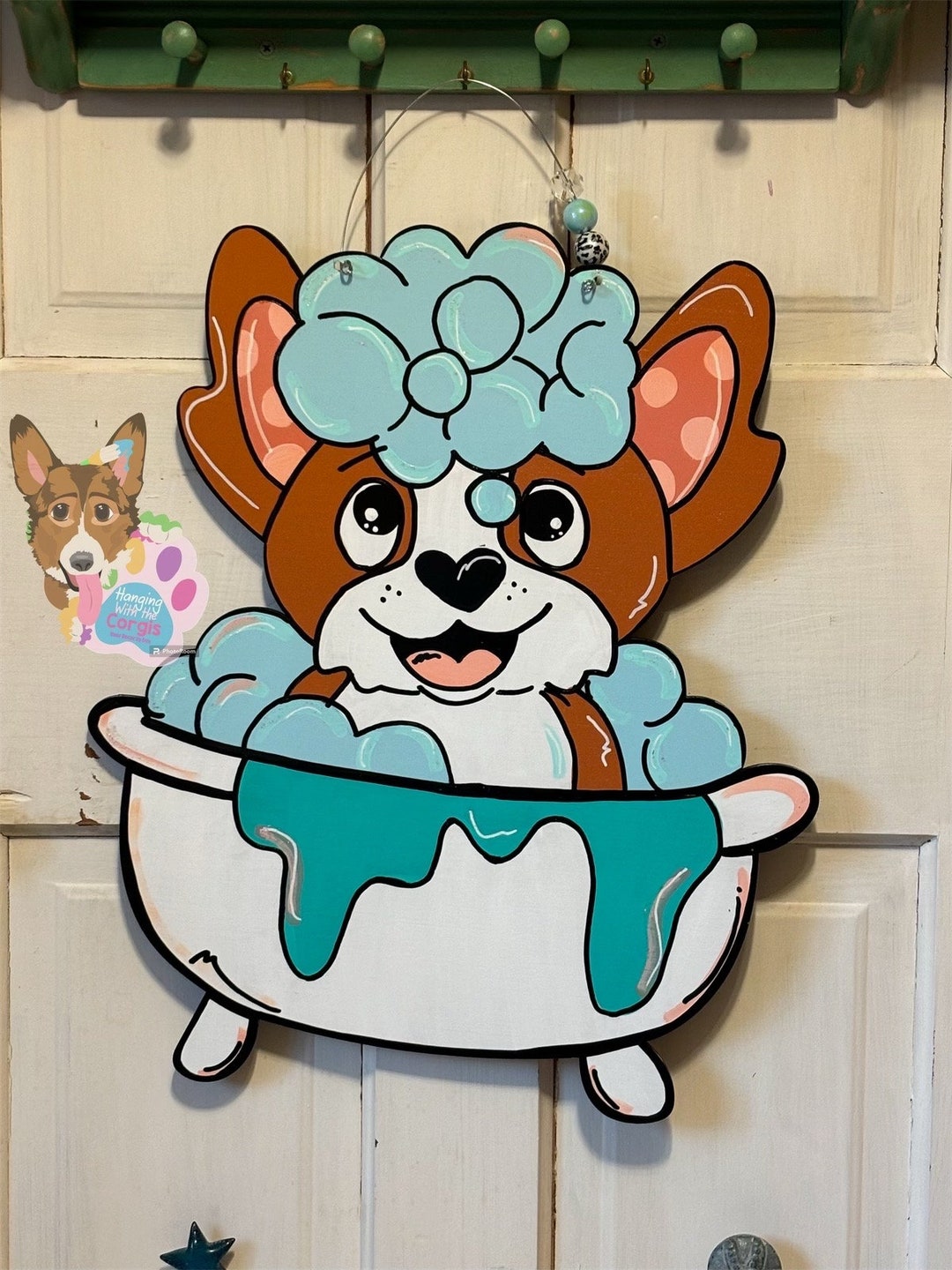 Corgi Door Hanger, Corgi Wreath, Corgi Decor, Corgi Art, Pembroke Welsh ...