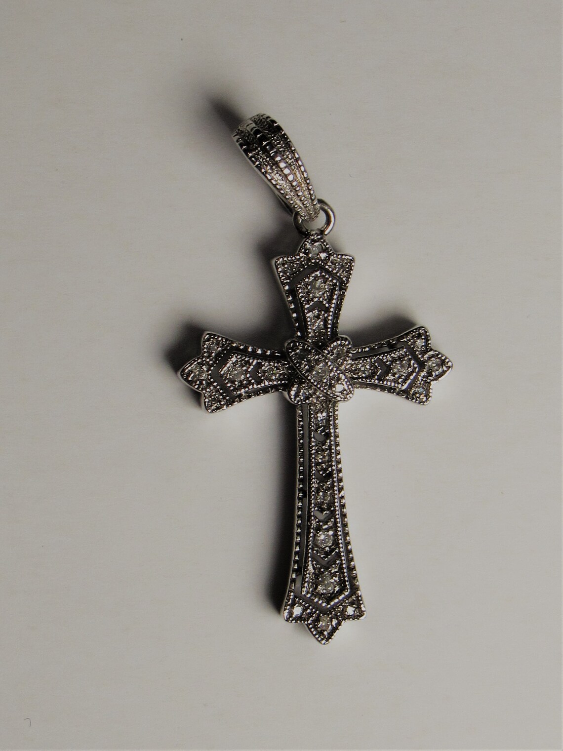 Diamond Cross Pendant in Sterling Silver - Etsy