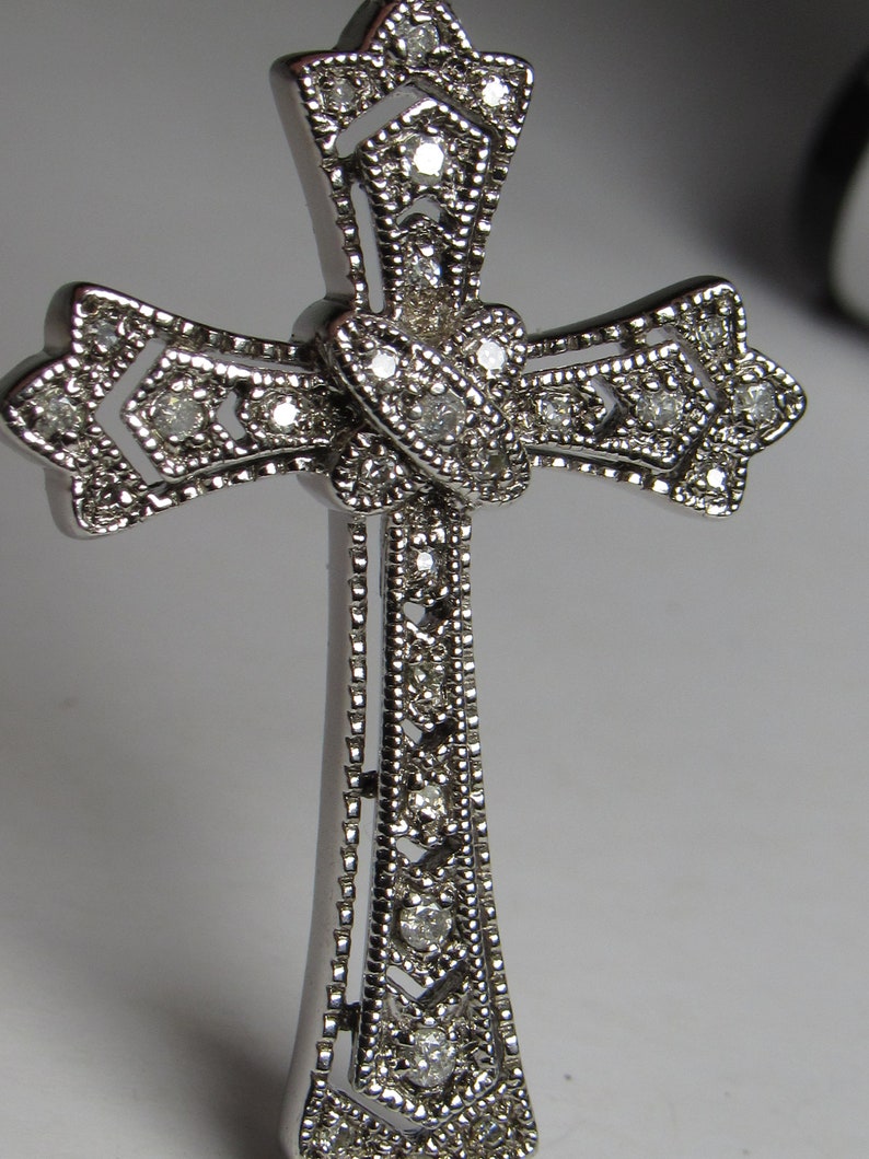 Diamond Cross Pendant in Sterling Silver - Etsy