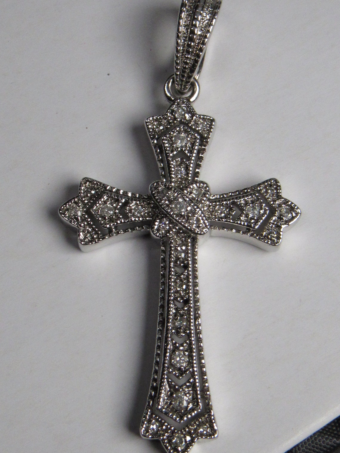 Diamond Cross Pendant in Sterling Silver - Etsy