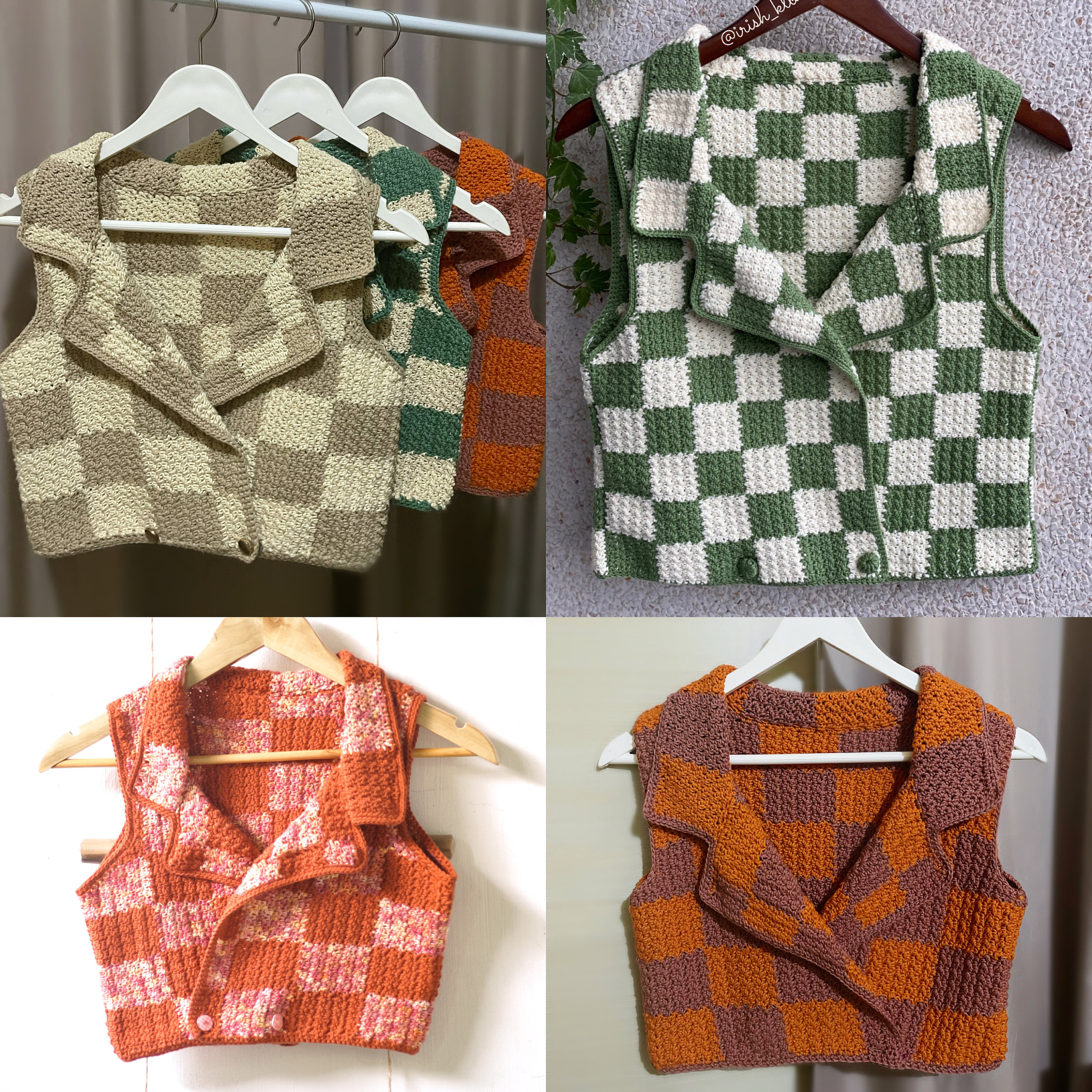 Adriana Checkered Vest Crochet Pattern - Etsy