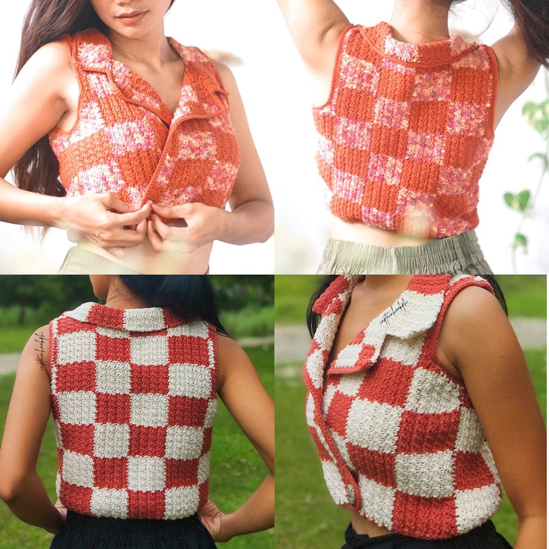 Adriana Checkered Vest Crochet Pattern - Etsy