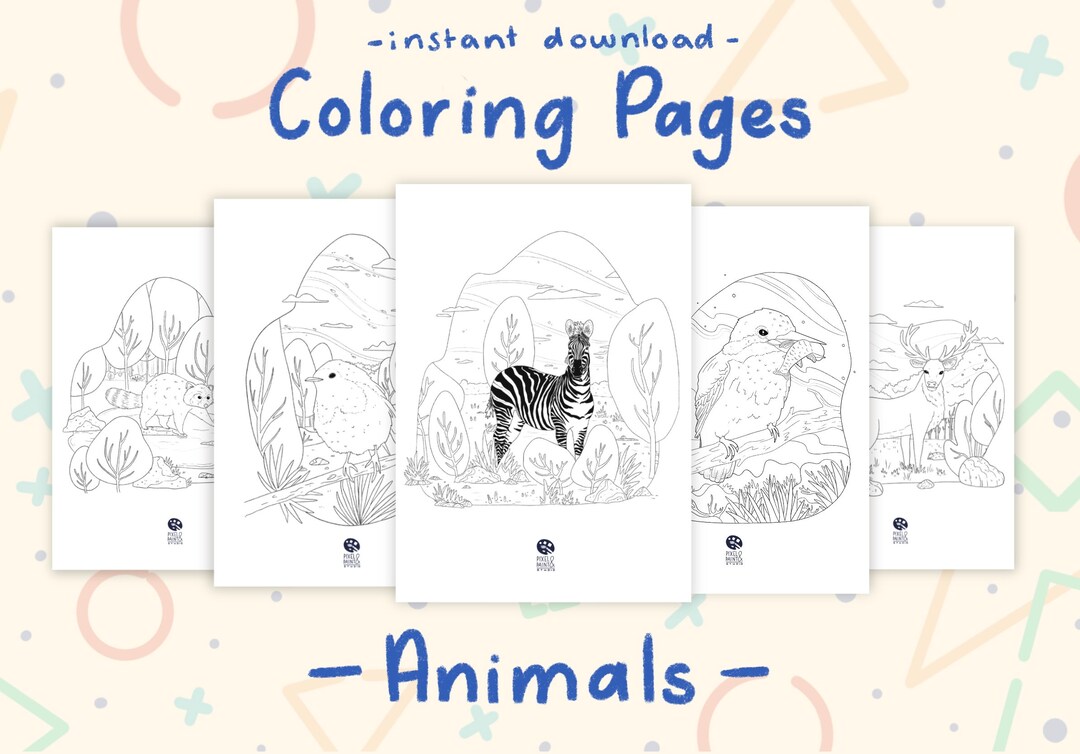 Printable Coloring Pages Set Animals // A4 Size // Instant - Etsy