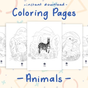 Printable Coloring Pages Set Animals // A4 Size // Instant - Etsy