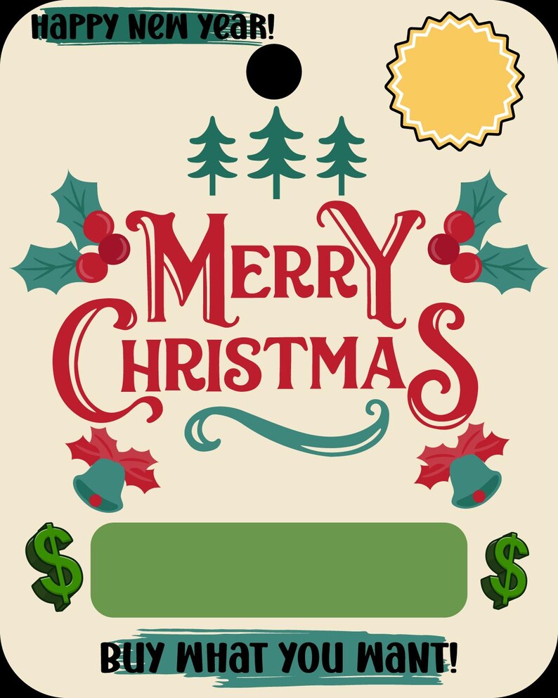 Merry Christmas Money Card | Christmas Gift Money | Christmas Tree ...