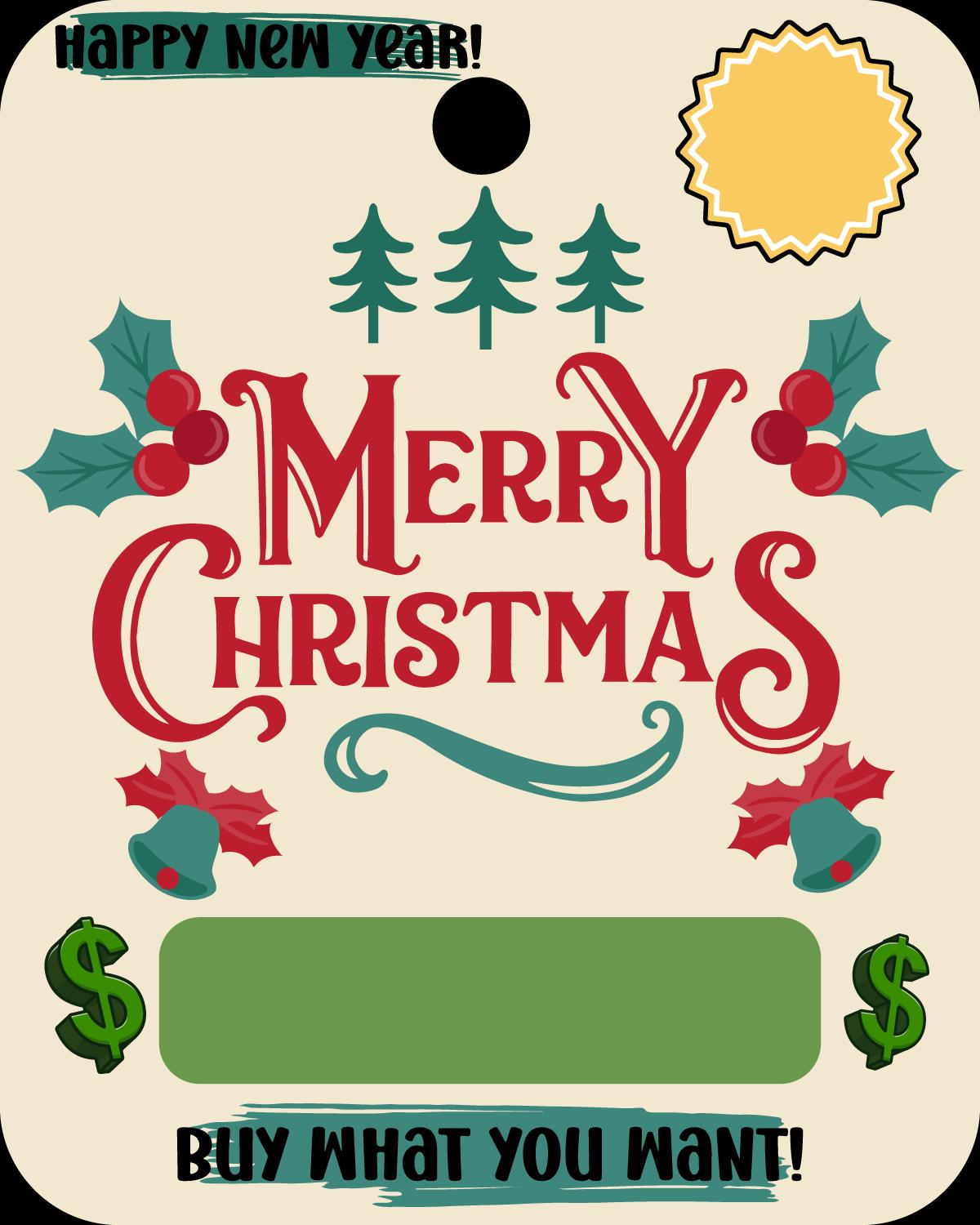 Merry Christmas Money Card | Christmas Gift Money | Christmas Tree ...