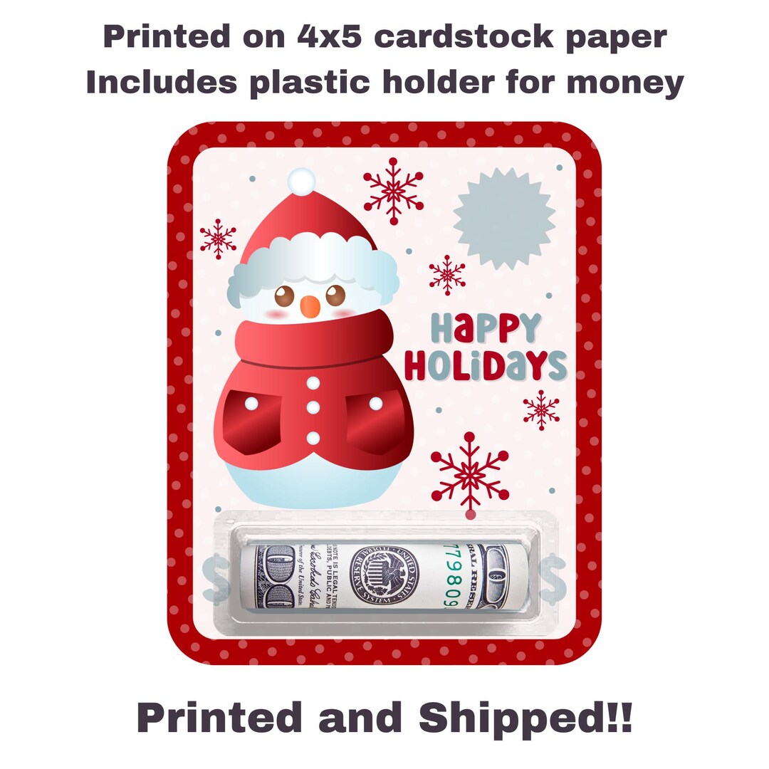 Happy Holidays- Snowman Money Card | Christmas Gift Money | Christmas ...