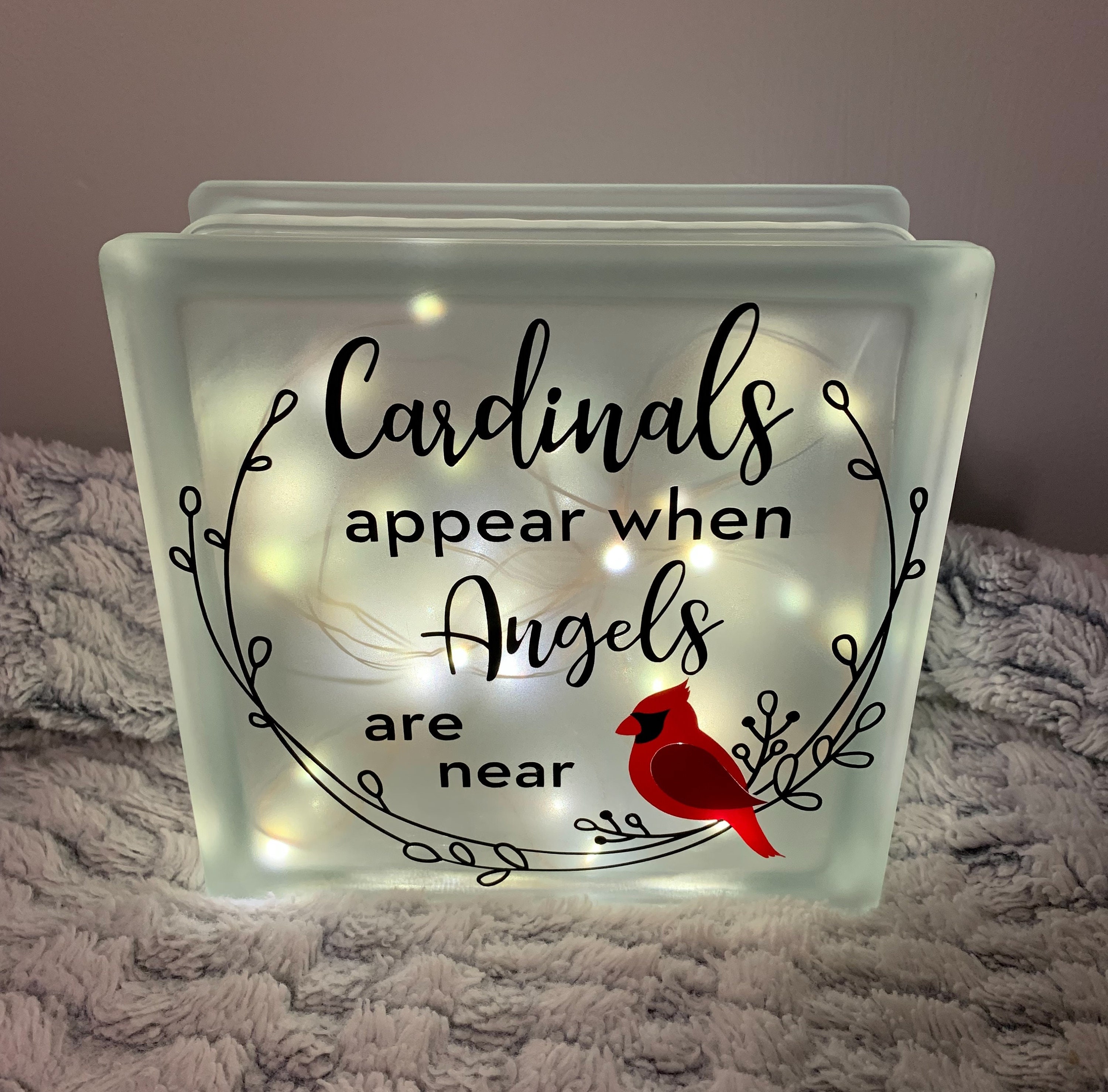 Cardinal Memorial Glass Block Heaven Cardinals Appear When - Etsy