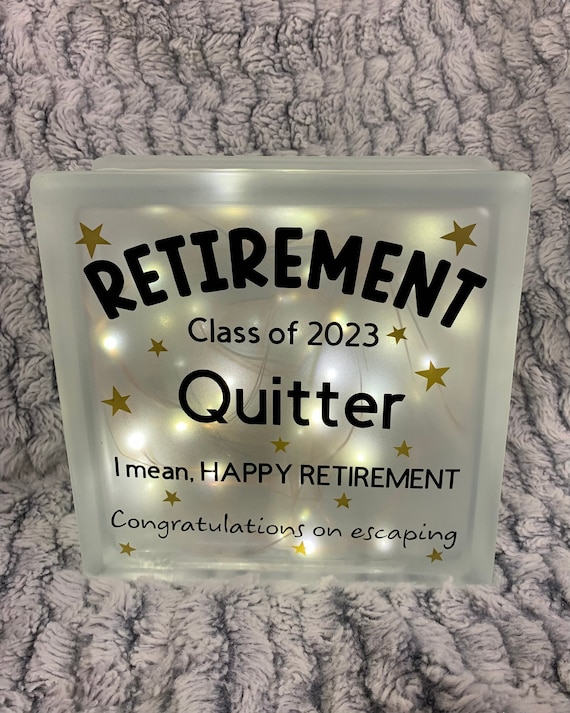 Retirement Glass Block Happy Retirement Lighted Glass - Etsy