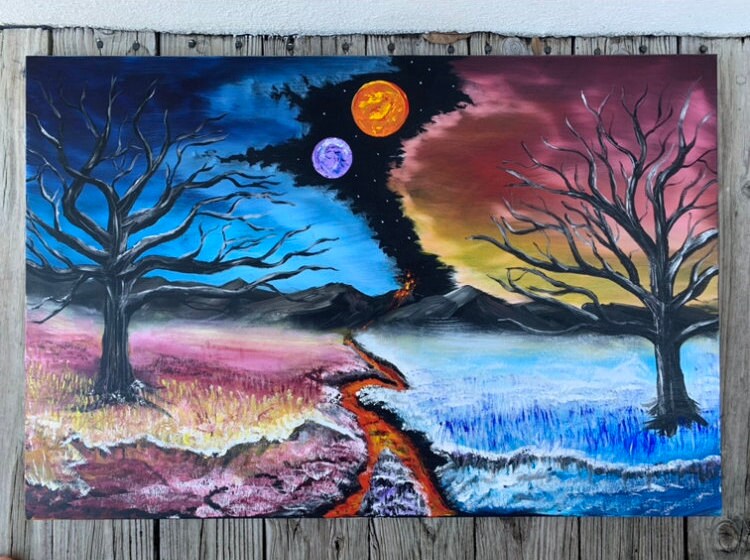 Volcanic Rift 24x36 Acrylic Landscape Painting Boxcar Swifty ...