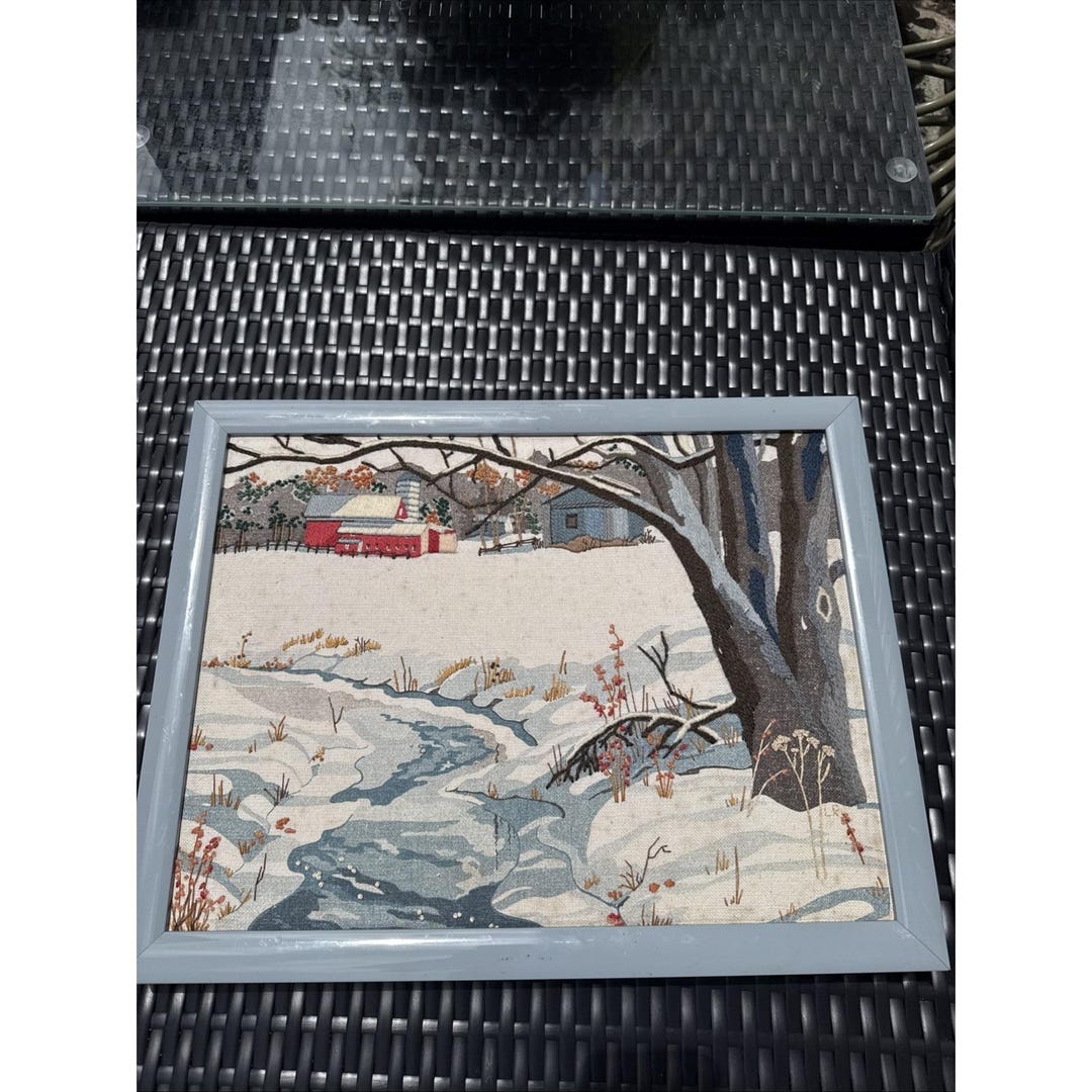 Completed Snowy Day Embroidery by Demensions. Circa 1984 ...