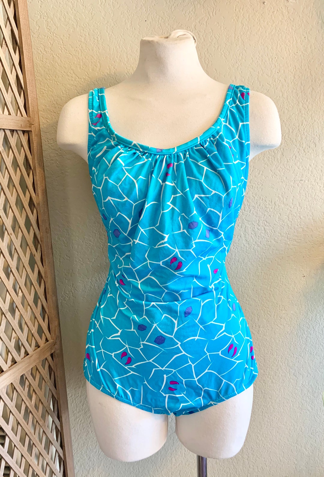 Vintage Maxine Of Hollywood One Piece Bathing Suit 80s 1980s Etsy
