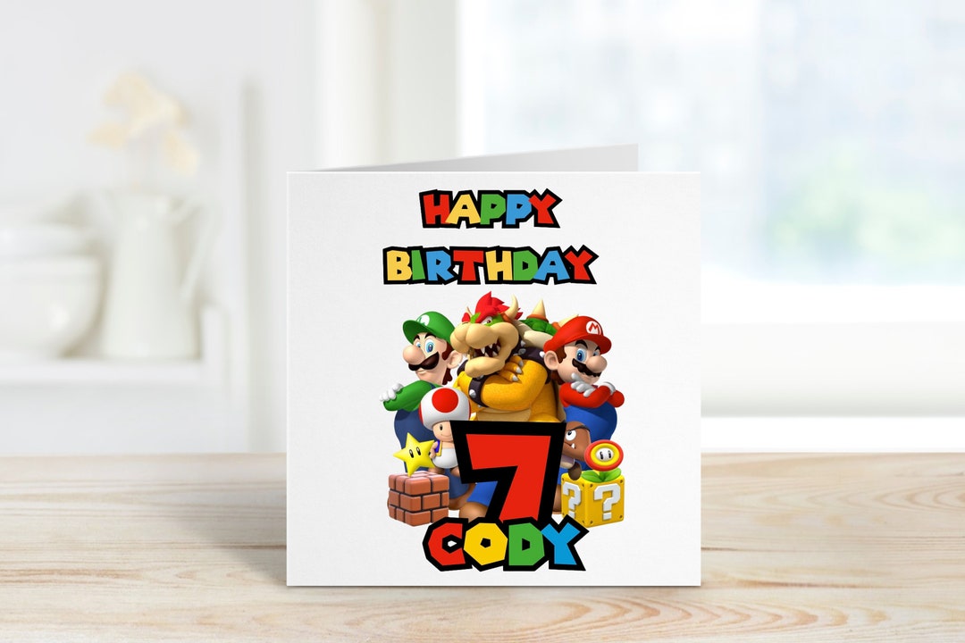 Personalised Super Mario Birthday Card Cute Card Boy Occasion Friend ...