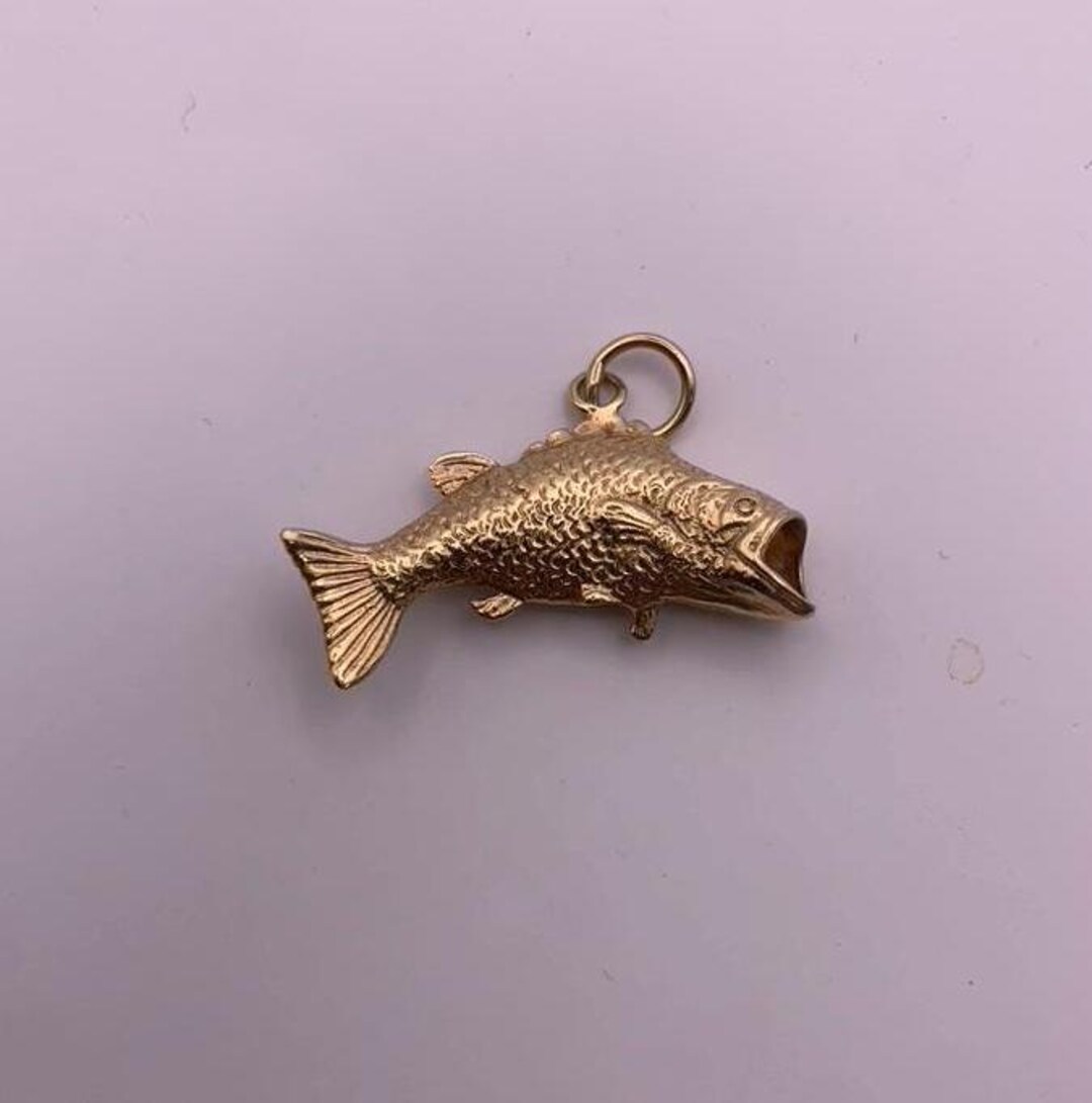 14k Gold Bass Fish Charm/pendant - Etsy