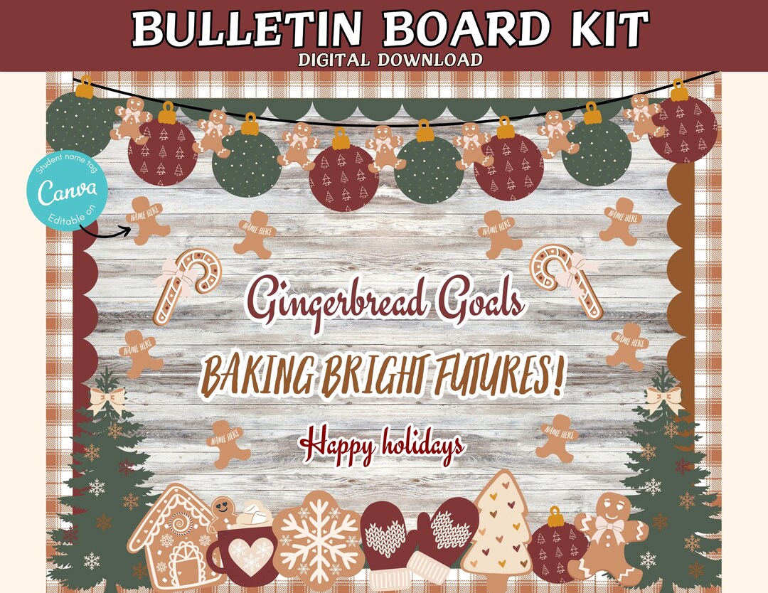 Christmas Gingerbread Classroom Bulletin Board Kit (digital Download ...