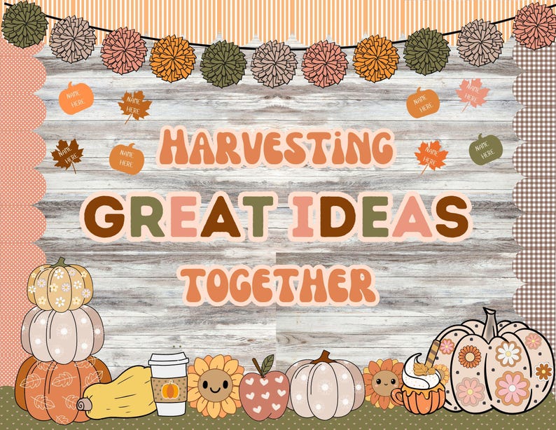 Fall Bulletin Board Kit | Harvesting Ideas, Pumpkin Theme (digital ...