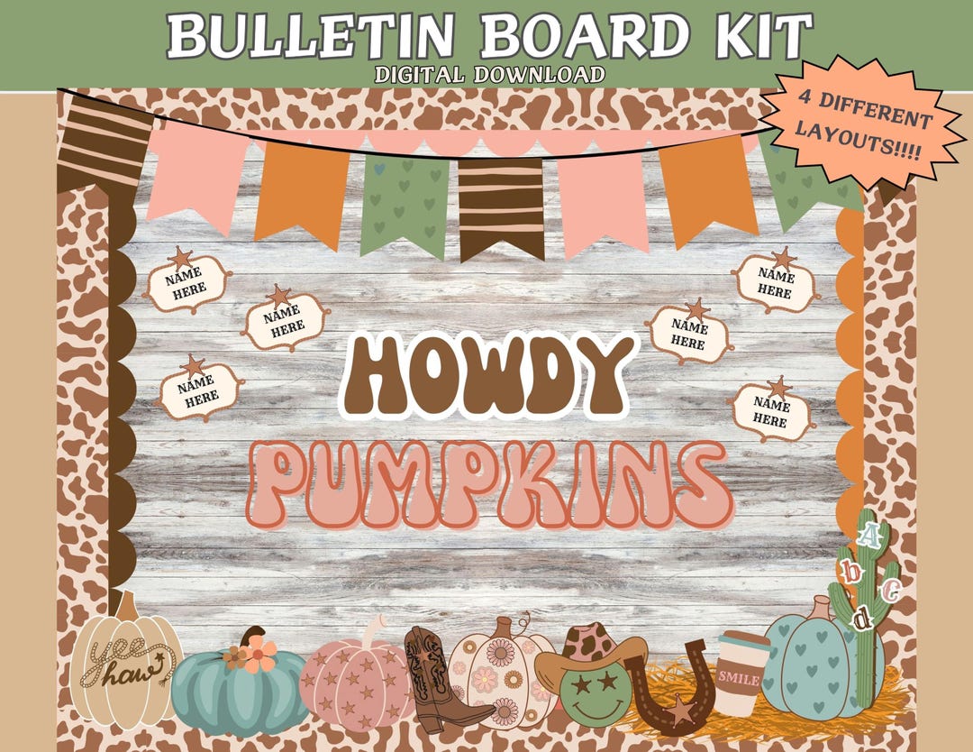 Cowboy Fall Bulletin Png, Western Classroom Decor, School Bulletin ...