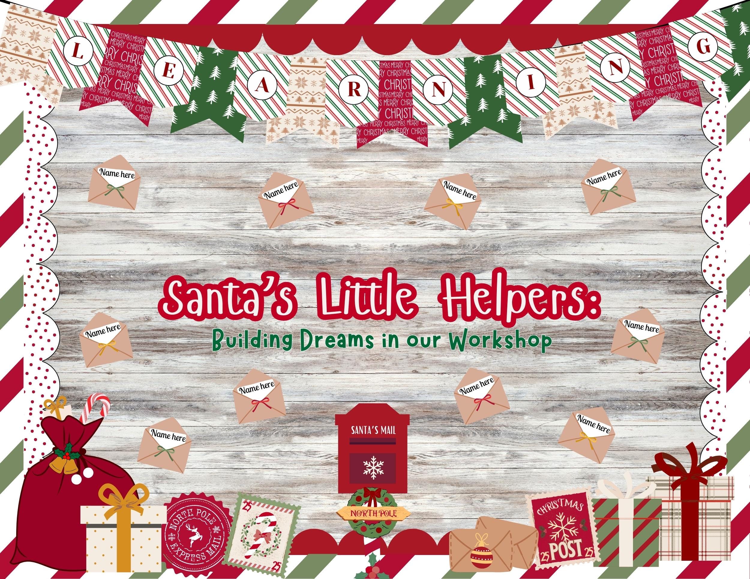 Santa's Workshop Christmas Bulletin Board Kit: Festive Classroom Decor ...