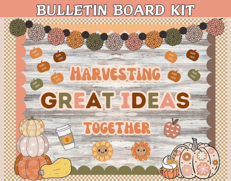 Fall Bulletin Board Kit | Harvesting Ideas, Pumpkin Theme (digital ...
