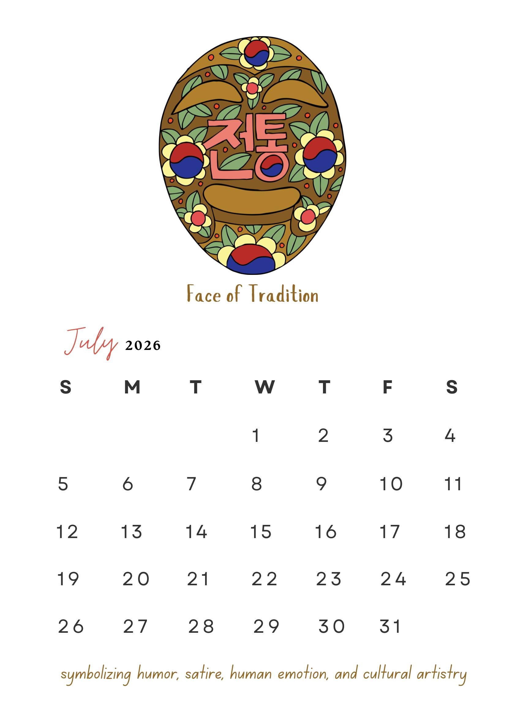 2026 Calendar, Calendar Printable, Korean Tradition, Calendar Bundle ...