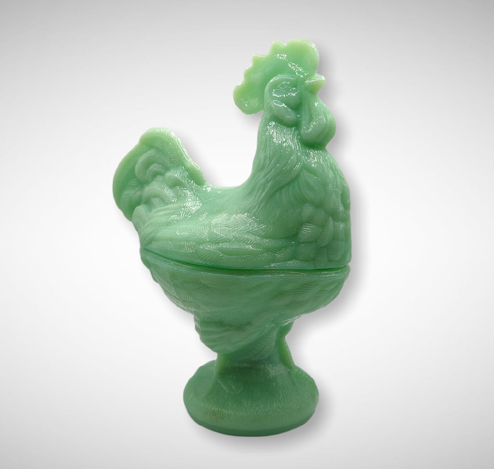 Jadeite Depression Style Glass Rooster Chicken Covered Candy - Etsy