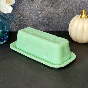 Jadeite Depression Style Glass Covered Butter Dish With Lid Vintage ...