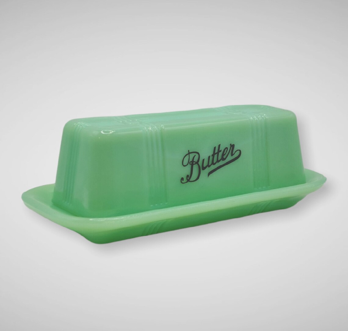 Jadeite Depression Style Glass Covered Butter Dish With Lid - Etsy