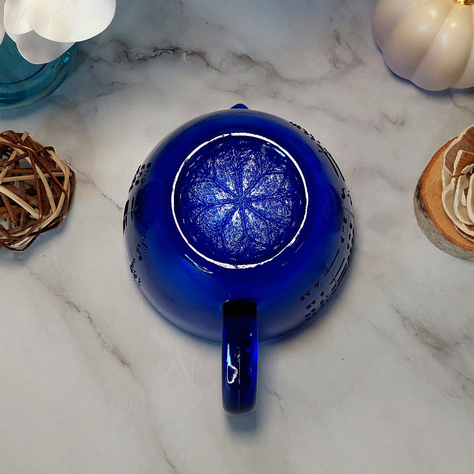 Cobalt Blue Glass 2 Cup Measuring Cup & Mixing Bowl W/ Markers ...