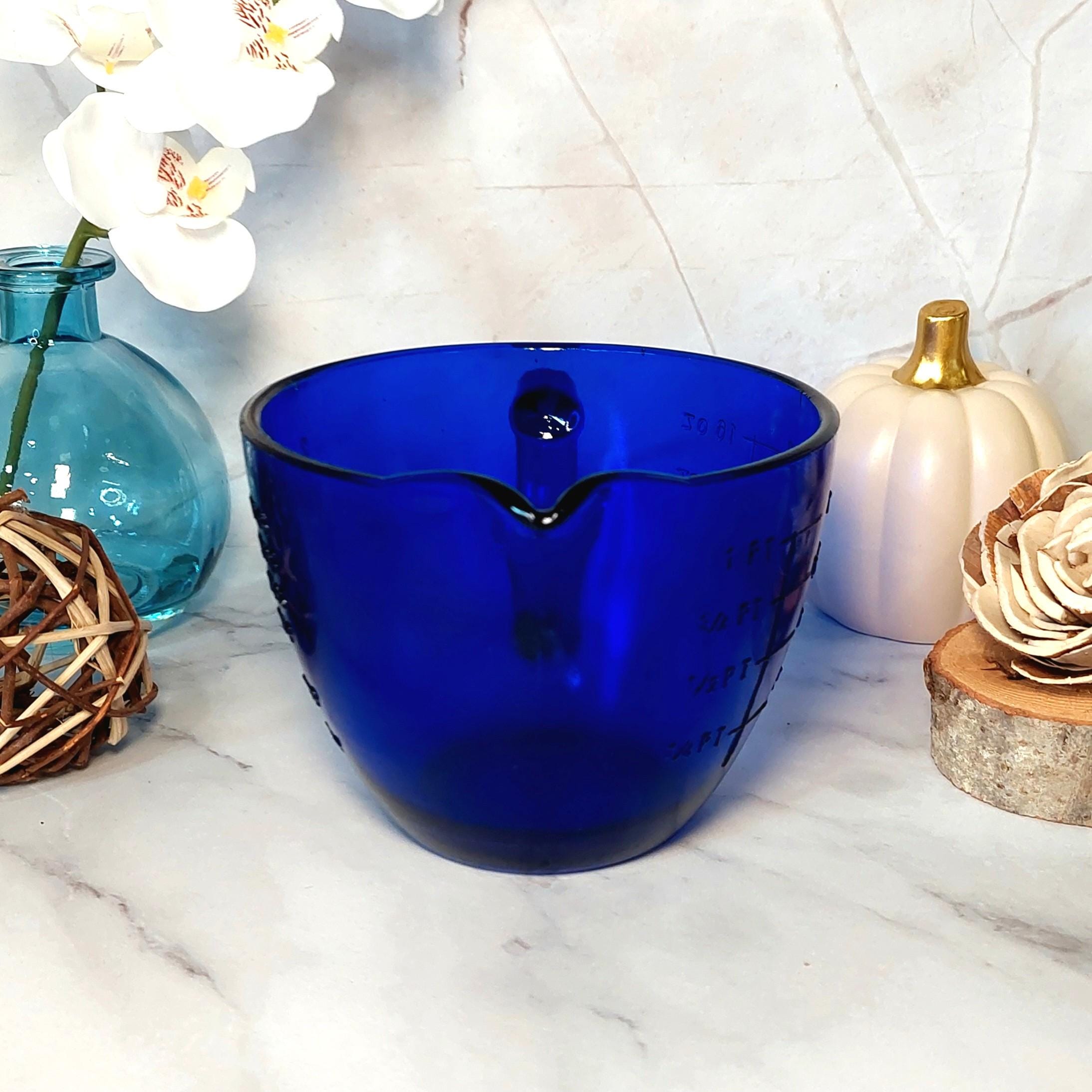 Cobalt Blue Glass 2 Cup Measuring Cup & Mixing Bowl W/ Markers ...