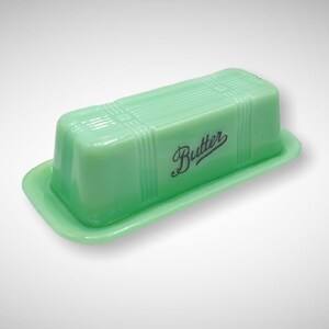 Jadeite Depression Style Glass Covered Butter Dish With Lid Vintage ...