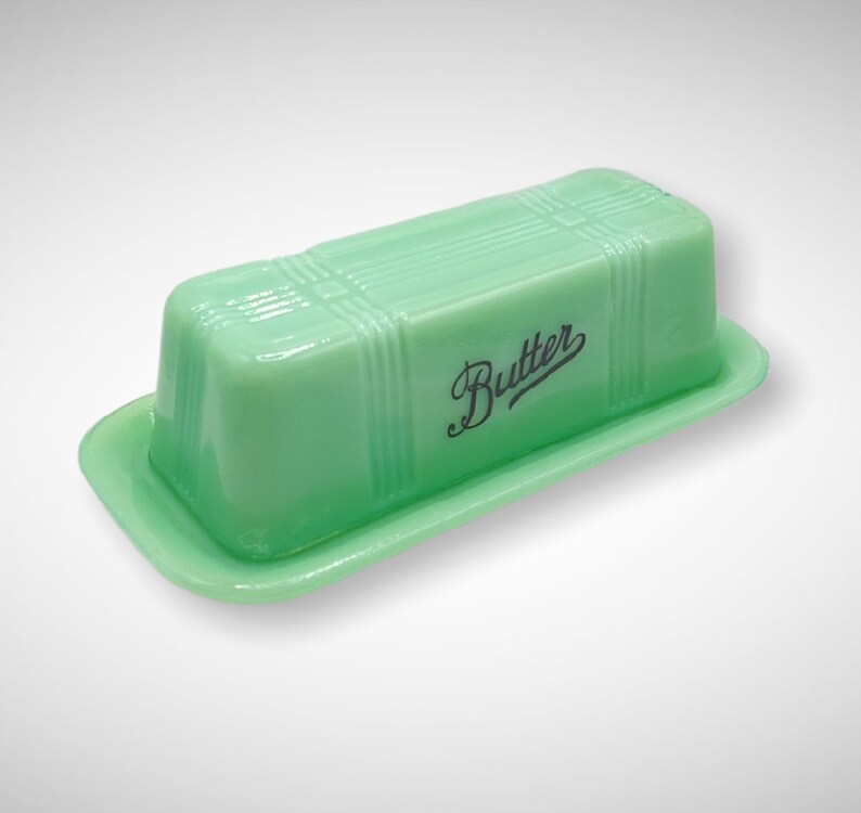 Jadeite Depression Style Glass Covered Butter Dish With Lid - Etsy