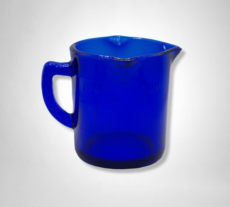 Cobalt Blue Glass Measuring Cup W/ Spouts and Markers - Etsy
