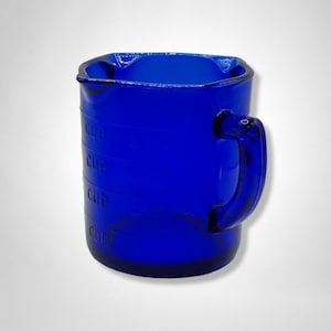 Cobalt Blue Glass Measuring Cup W/ Spouts and Markers - Depression ...