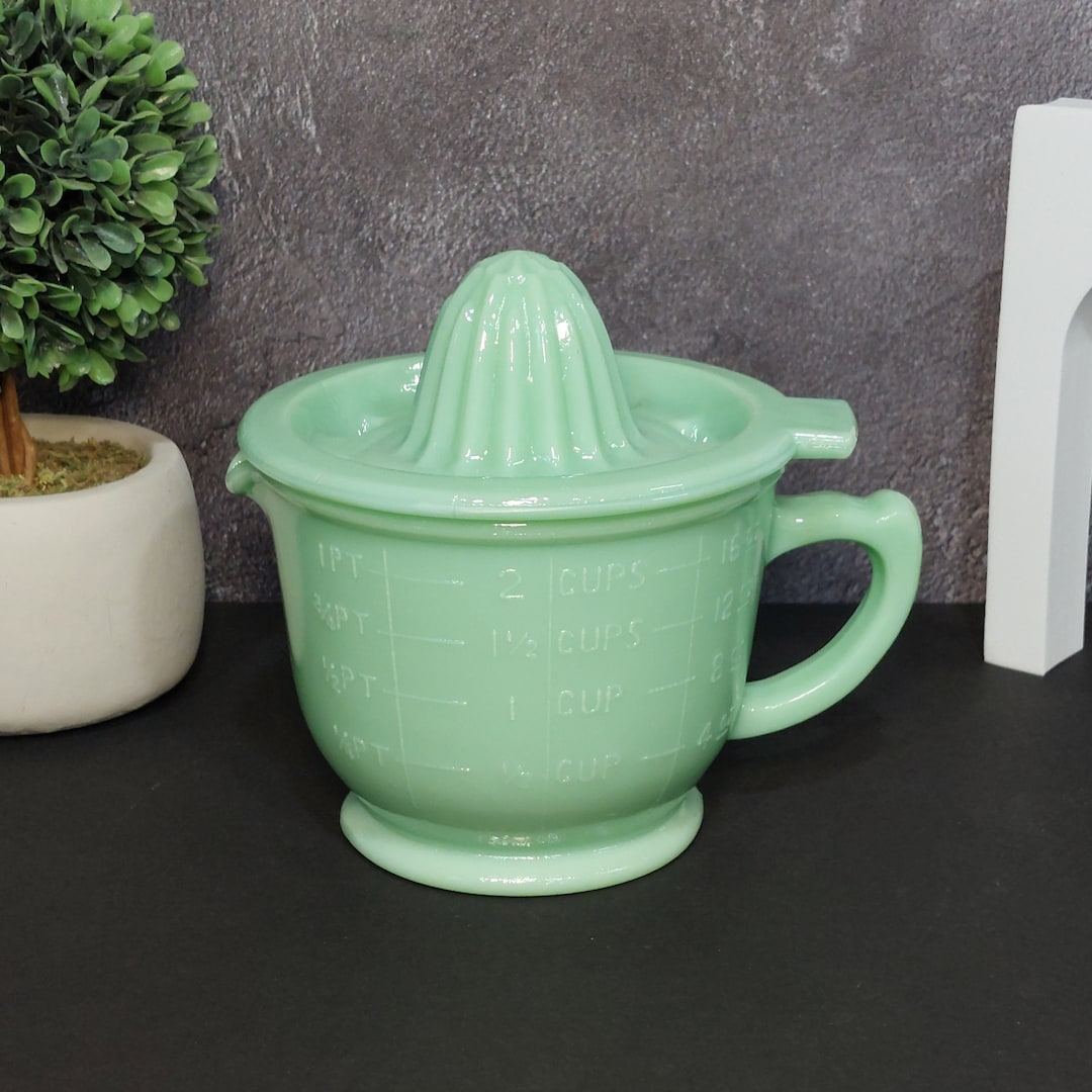 Jadeite Juicer Reamer & 2 Cup Measuring Cup, Huge 2 PC Depression Style ...