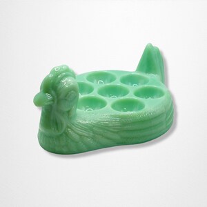 Jadeite Depression Style Glass Rooster Chicken Deviled Egg Plate Dish ...