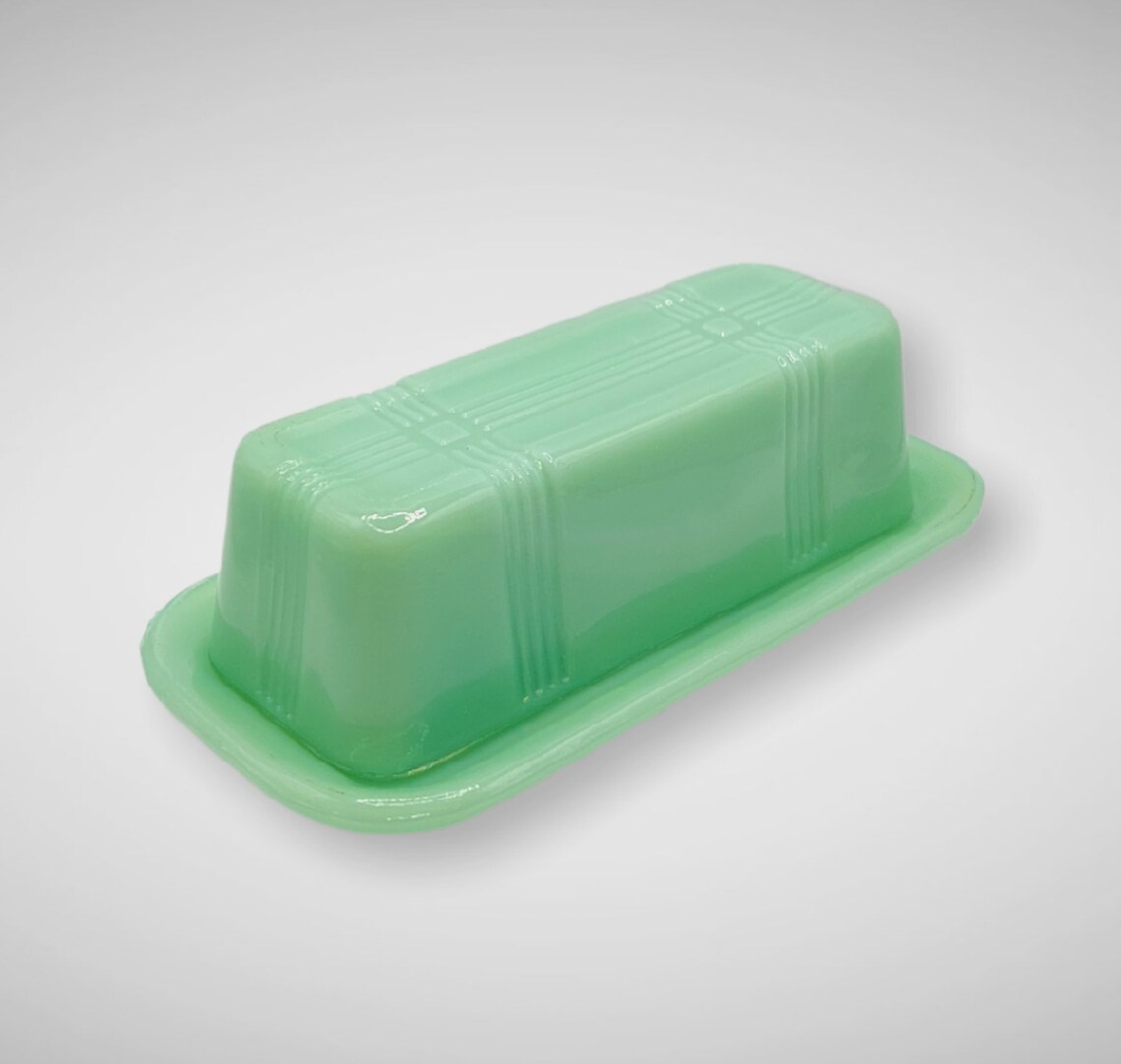 Jadeite Depression Style Glass Covered Butter Dish With Lid - Etsy