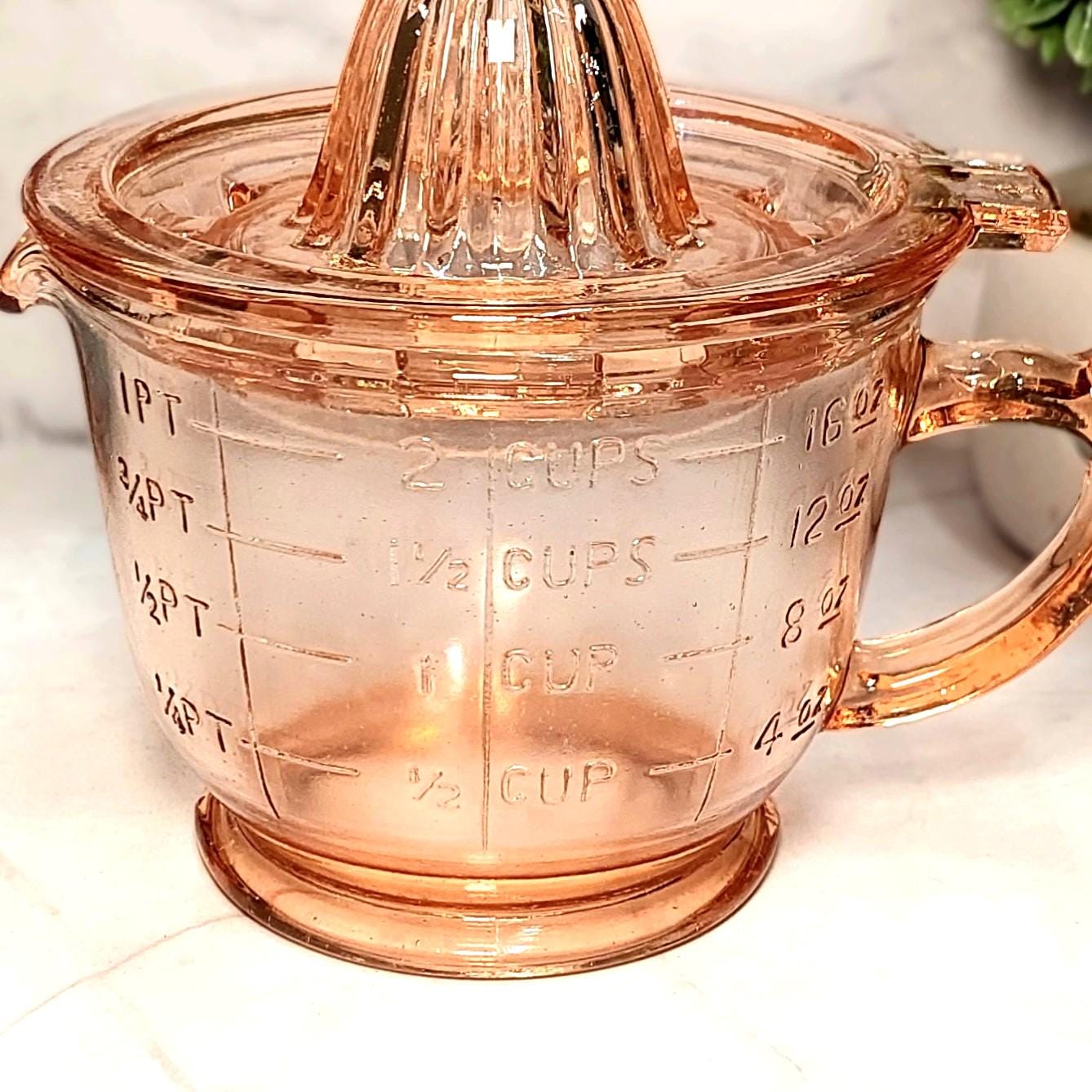 Juicer Reamer Glass Measuring Cup, Pink Amber, 2 Cup - Vintage Style ...