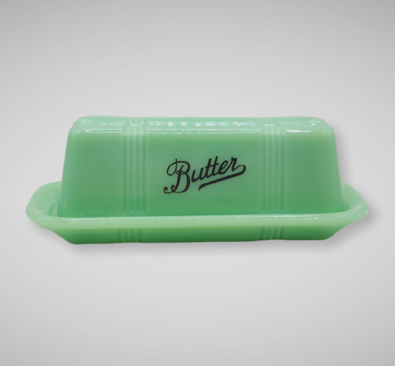 Jadeite Depression Style Glass Covered Butter Dish With Lid - Etsy