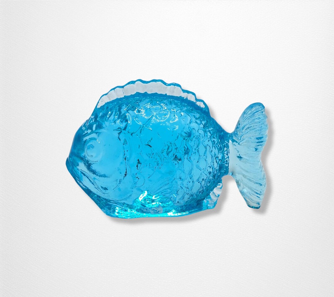 Blue Vaseline Style Uranium Glass Glow Fish Depression Style Glass ...