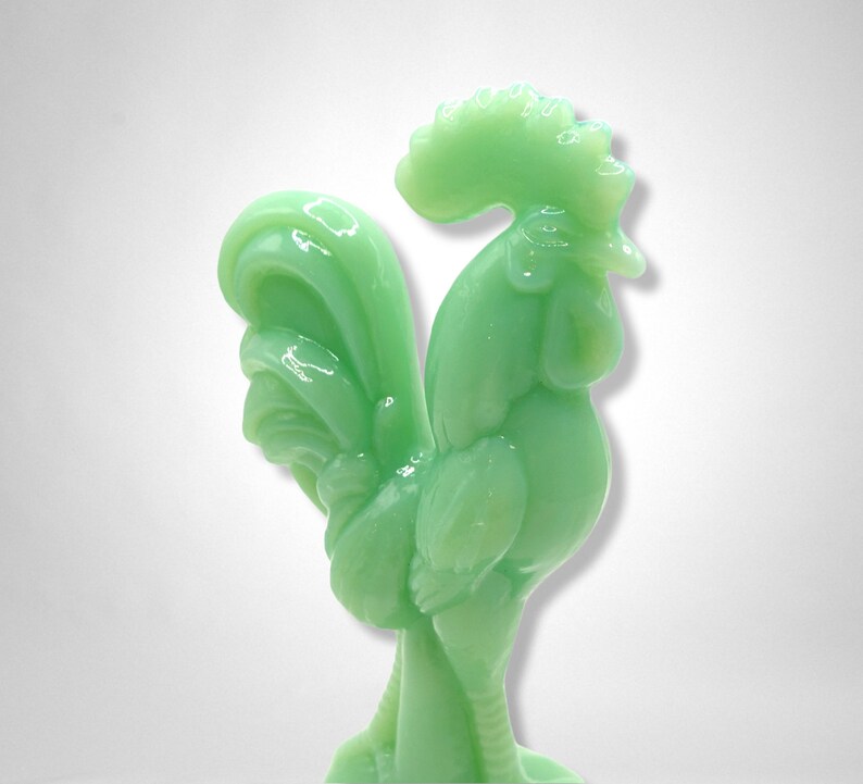 Jadeite Green Depression Style Glass Rooster Figurine - Etsy